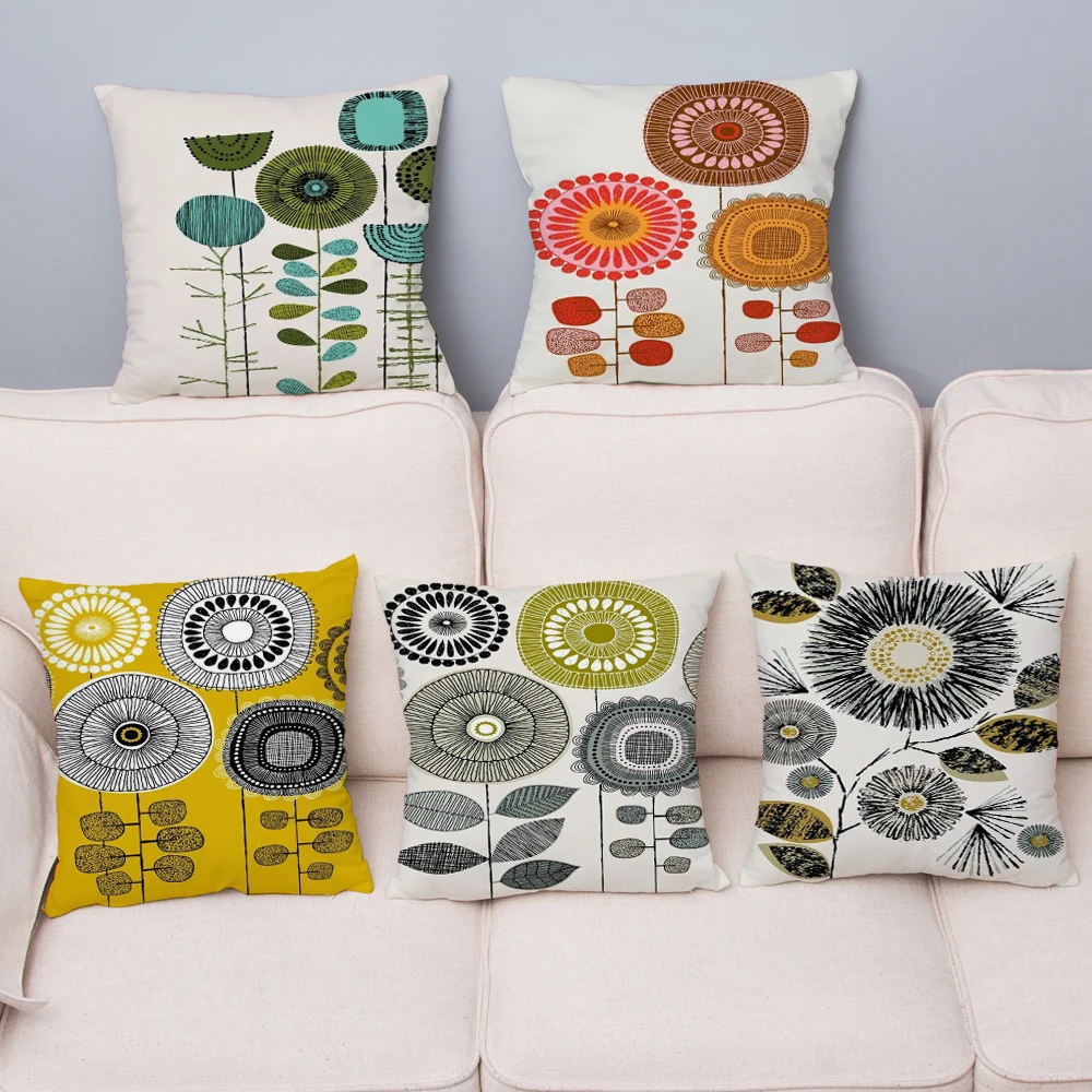 Abstract Tree And Leaves Cushion Cover Super Soft Short Plush Throw ...