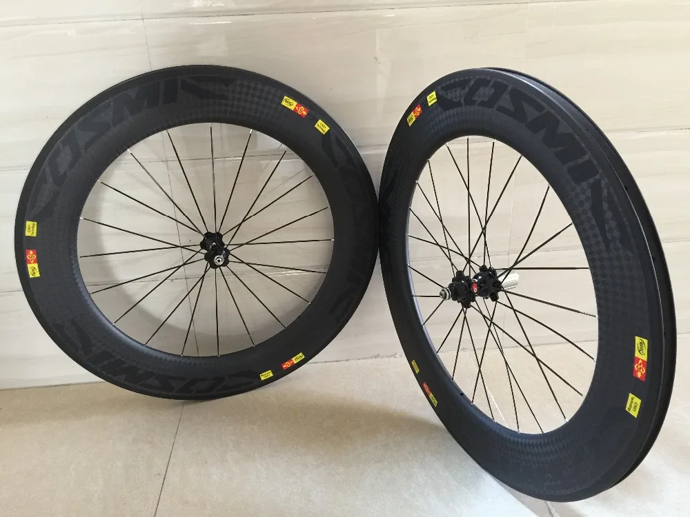 90mm 3K Carbon road wheels cycling road wheels 700c rims Tubular ...