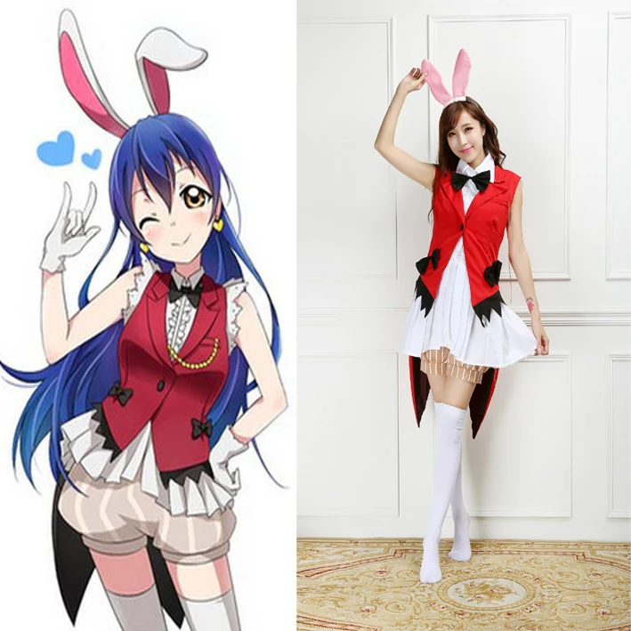 Lovelive! Cosplay Sonoda Umi Costumes Cos Suit Set Big Rabbit Ear Bunny ...