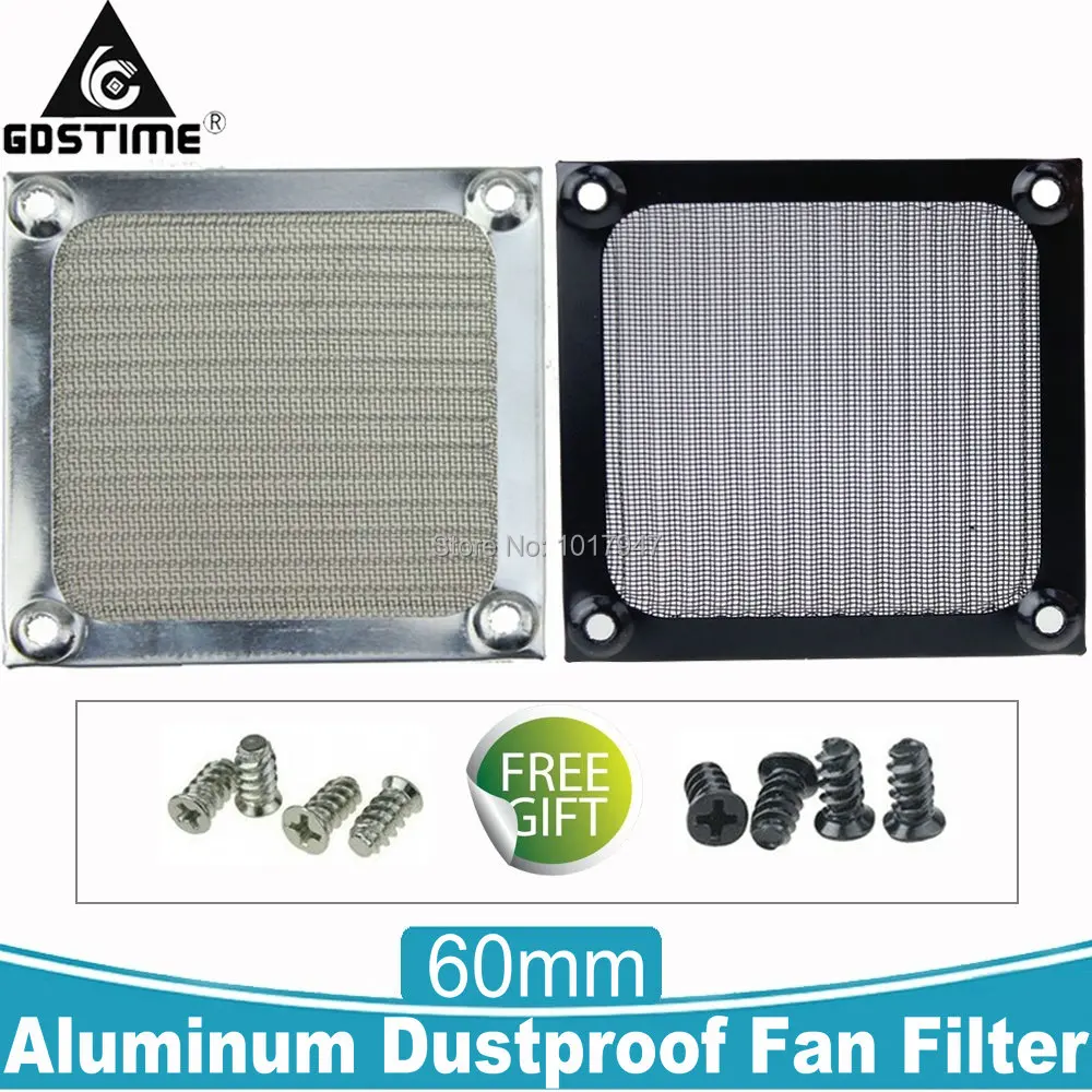 2Pieces-60mm-Aluminum-Dustproof-Fan-Filter-6CM-Black-Silver-Metal-PC ...