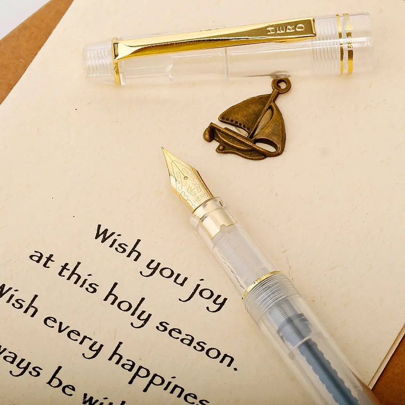 10pcsTransparent plastic body Fountain pen Metal 0.38mm Iraurita pens ...