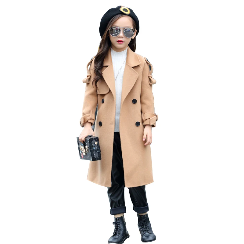 Girl-Coats-With-Belt-Overcoats-Children-Fashion-Wool-Autumn-Long-Sleeve ...