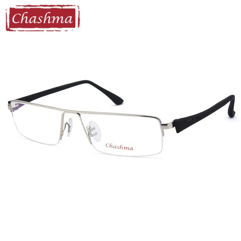 Chashma Big Frame Titanium Alloy Eyeglass Half Rimmed Men Wide Face Glasses Spectacle Frame