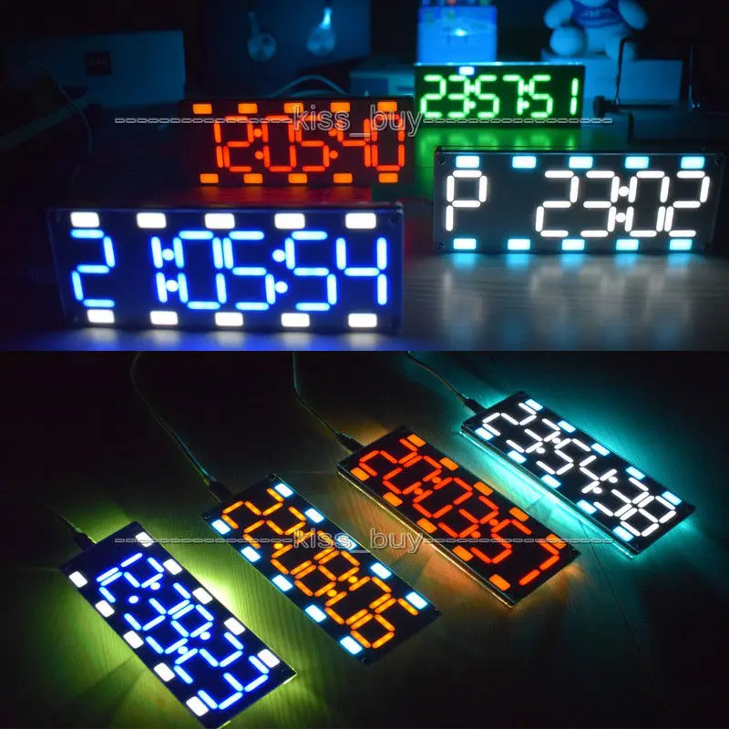 DIY 6 Digit LED Large Screen Digital Tube Desktop Clock Kit Touch ...