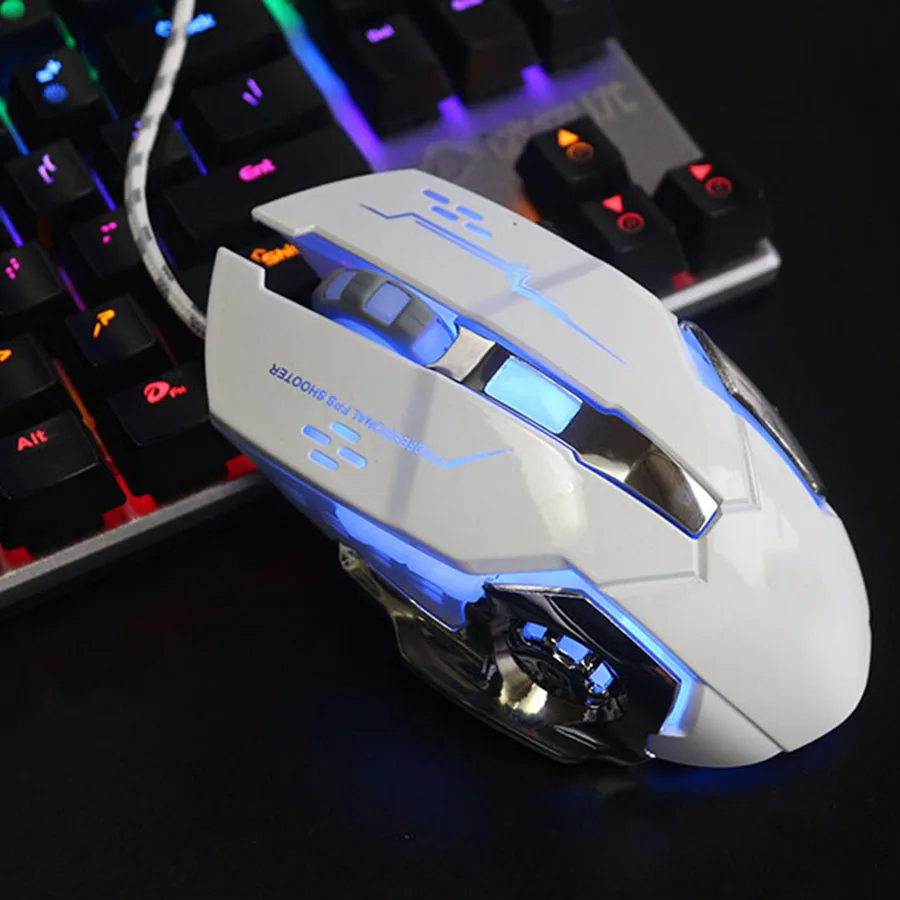 Silence Wired Gaming 6 Button Cool LED Optical USB Professional Gamer ...