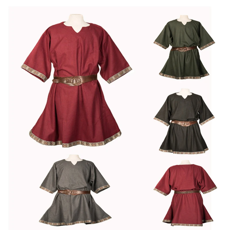 Women Viking Tunic Vintage Medieval Costume Tops Female Fantasy Short ...