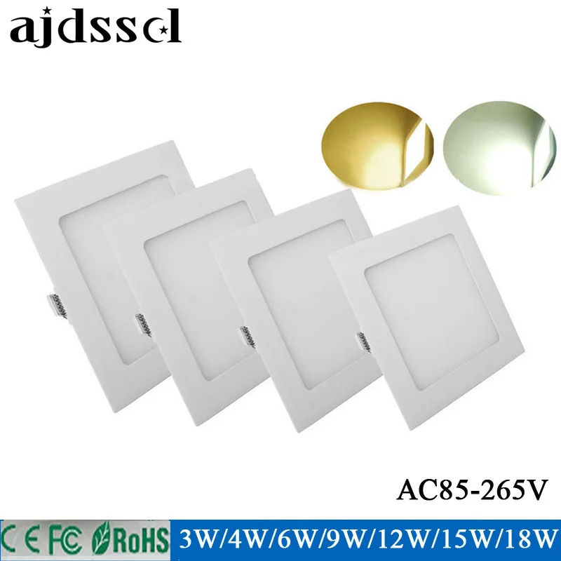 Panel Light ultra thin LED Square Panel 4W 6W 9W 12W 15W 18W 85-2565V ...