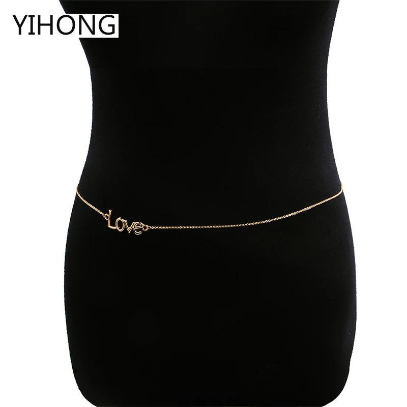 Sexy Gold Color Body Belly Waist Chain With Love Pendant Bikini Beach