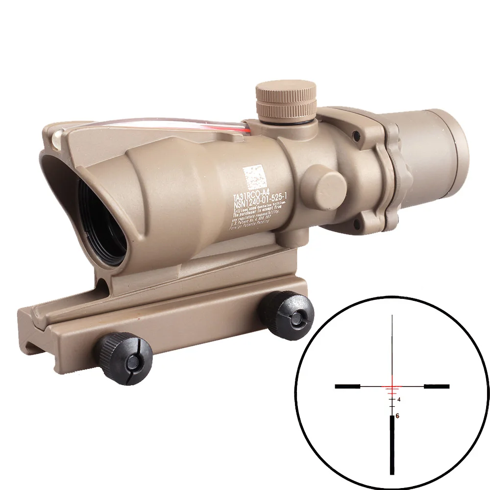 Tactical ACOG 4X32 Scope Real Fiber Red Green Illuminated BDC Glass ...