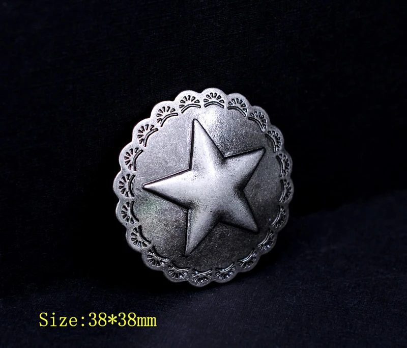 10X Vintage Silver Floral Big Texas Star LeatherCraft Saddles Conchos ...