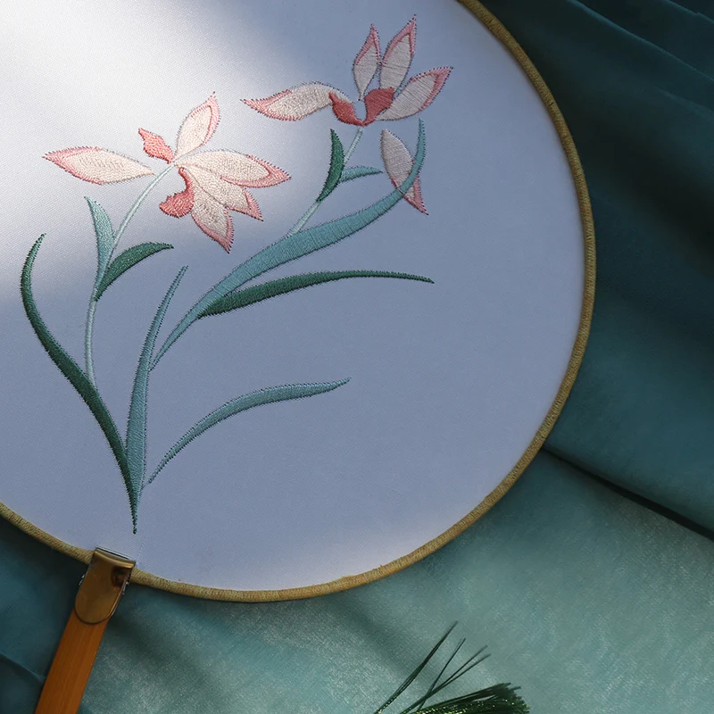 Hanfu fan Chinese Ancient Palace Style Round Fan Hand Held Silk Fans ...