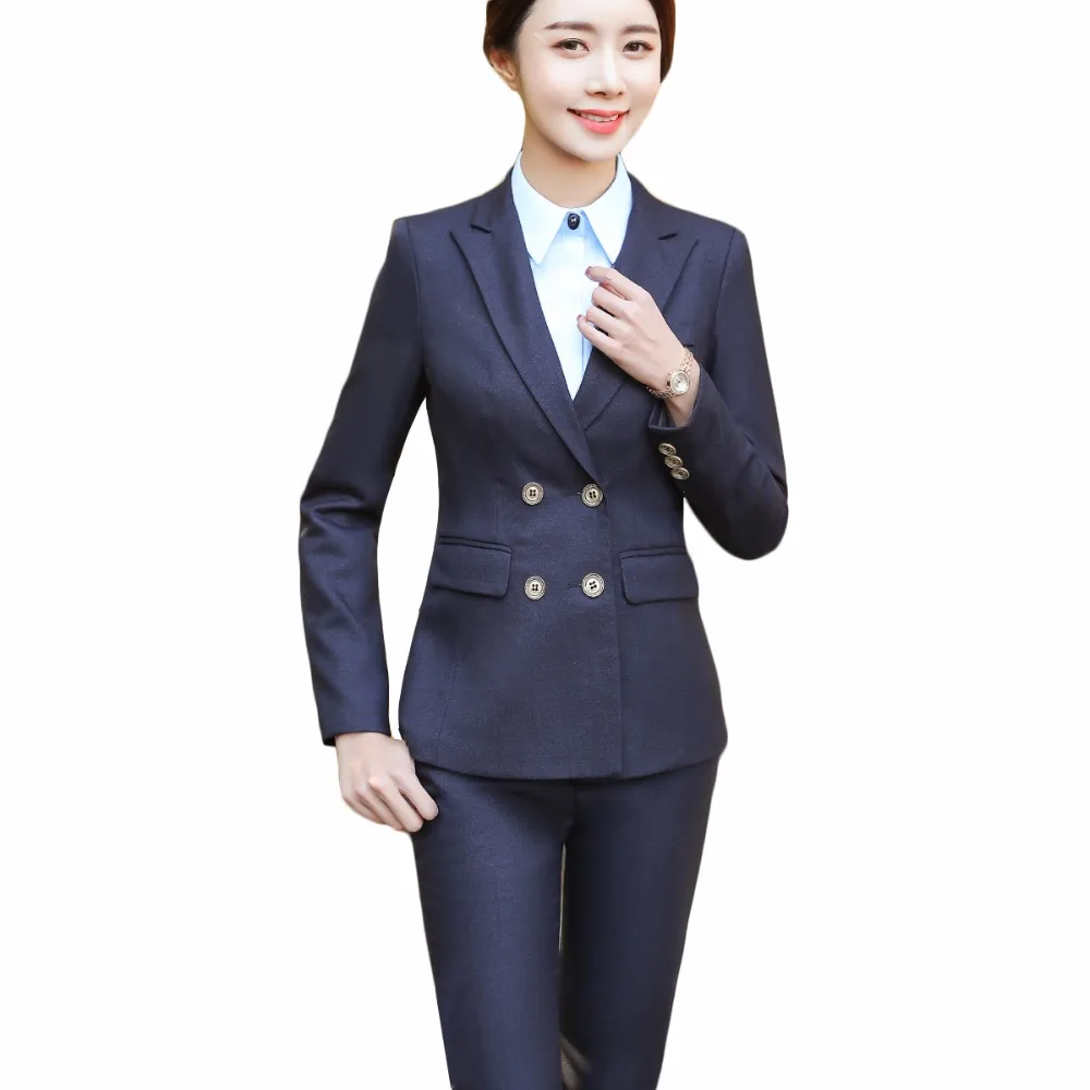 2018 new women pant suits for office lady full sleeve elegant blazer ...