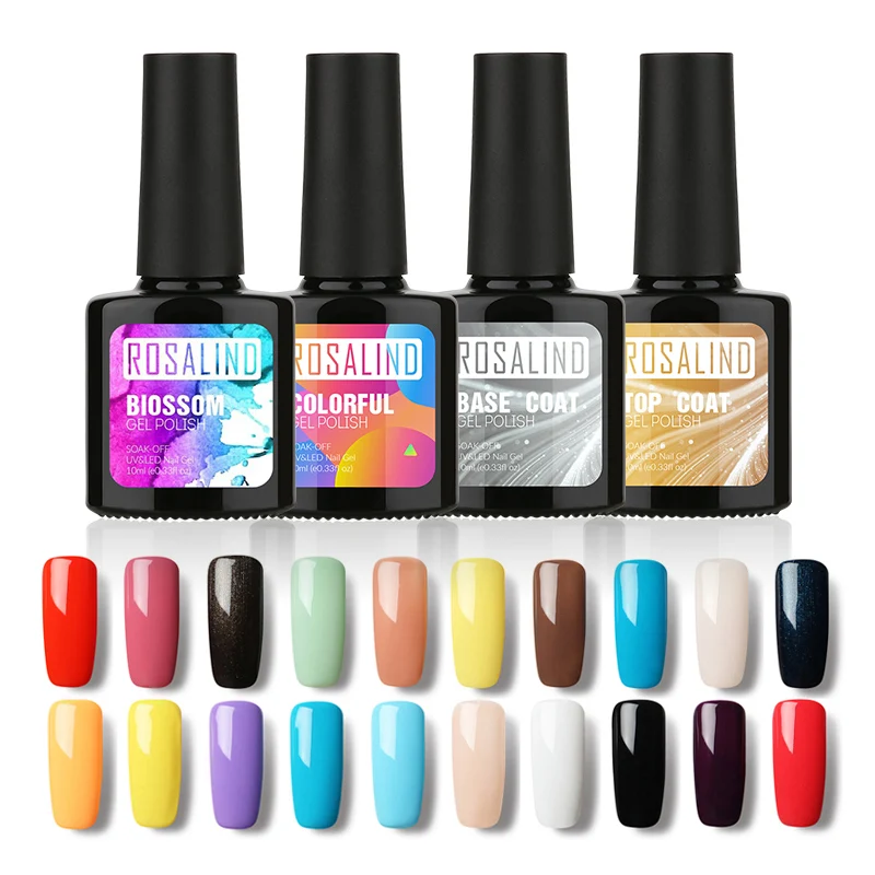 ROSALIND 10ml*4/Set Solid Color 01 30 Blossom Nail Polish Soak Off UV ...
