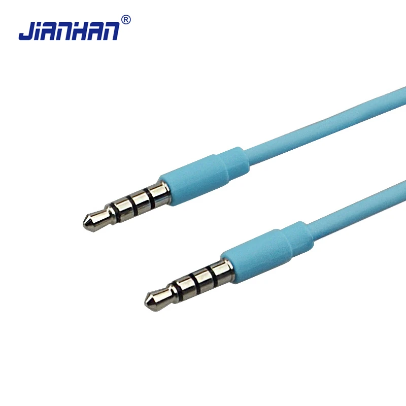 4 Pole Aux Cable 3.5mm Male To Male Jack Audio Cable Nickel Plated Plug ...