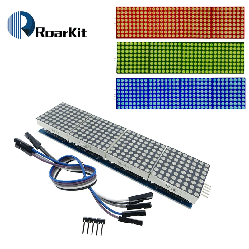 Max7219 Microcontroller 4 In 1 Blue Led Display Line Dot Matrix Module Arduino Electronic