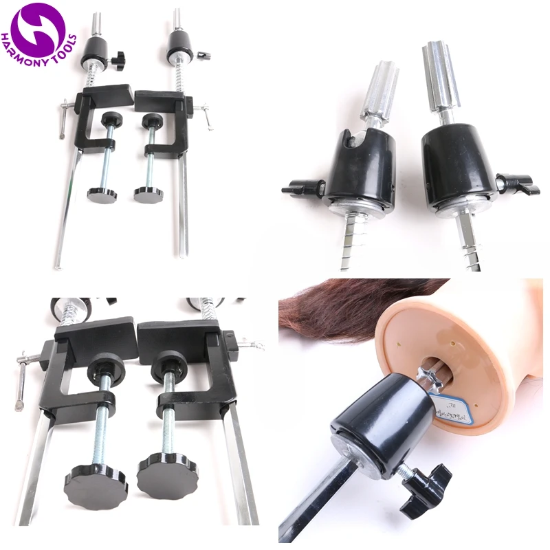 하모니 10 조각 강한 테이블 알루미늄 합금 홀더 클램프 홀더 디스플레이 훈련을위한 스테인레스 스틸 스탠드 마네킹 헤드가발