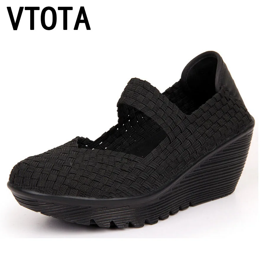 VTOTA 2017 High Heels Flower Shoes Woman Retro Breathable Slip On ...