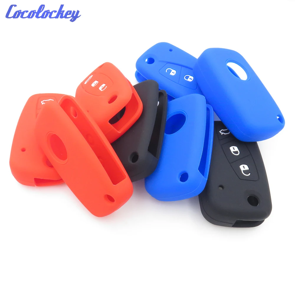 Cocolockey 3 Buttons Silicone Car Key Case Cover For Fiat Panda Stilo ...