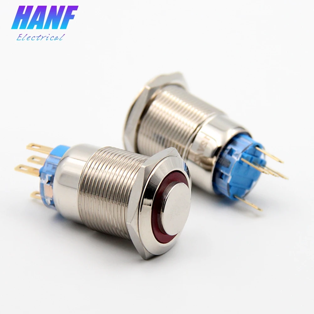 1pcs 19mm 3A/250V 1NO1NC LED Lamp Metal Push Button Switch with Light ...