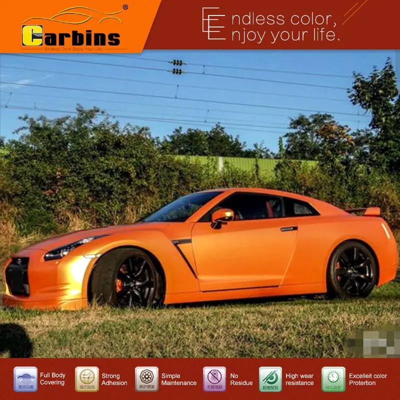Orange Matt Chrome Vinyl Car Wraps Self Adhesive PVC Motorcycle Decals ...
