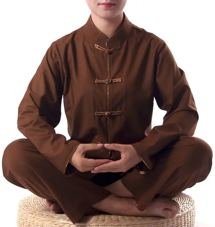 unisexcoffee cotton&linen zen clothes Buddhist shaolin Monk suits kung ...
