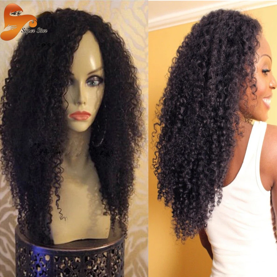Virgin Mongolian Kinky Curly Full Lace Wigs Glueless Afro Curly Full