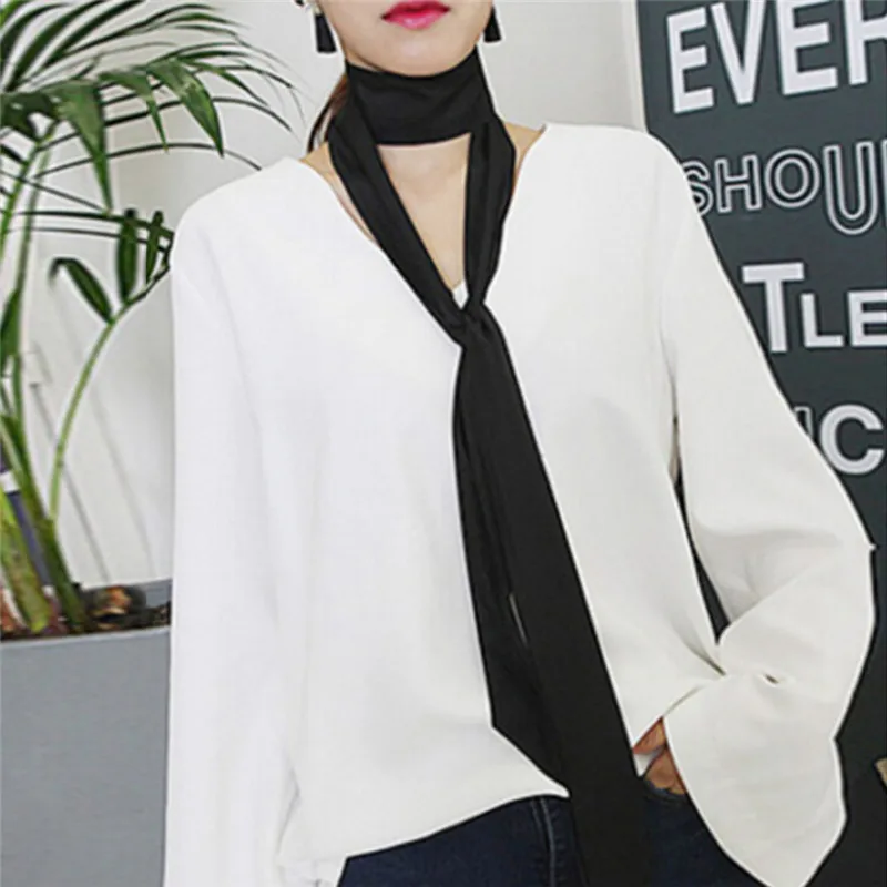 Solid Color Long Scarf Approx 200cm lengthl Belt Small Scarf Women ...