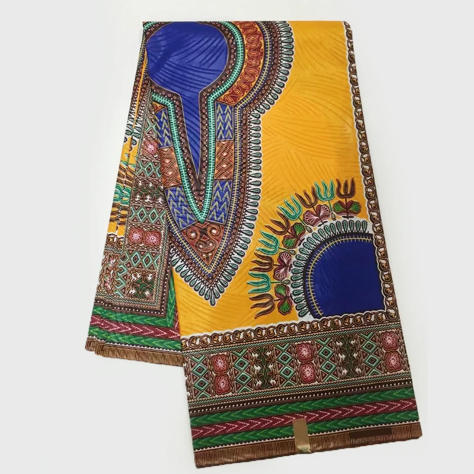 LSDK 73 Yellow&Blue Dashiki African Java wax Print Fabric,Ankara ...