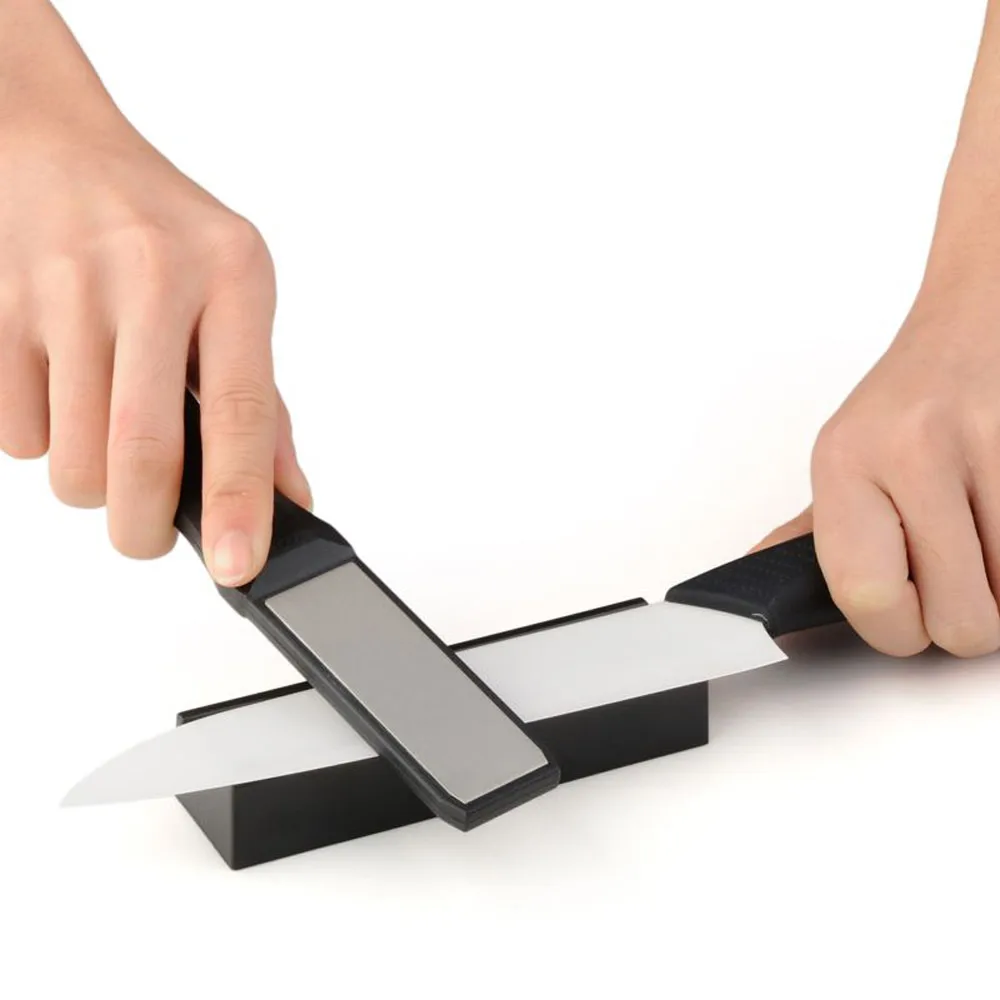 600/1000 Grit Double sided Diamond Knife Sharpener Kitchen Metallic ...