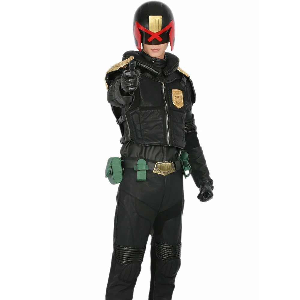Xcoser Movie: Dredd Cosplay Judge Dredd Costume Black Pu Leather ...