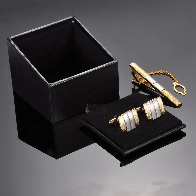 מוצר - LASPERAL Luxury Gold Color Cufflink & Tie Clip Sets For Men Tie ...