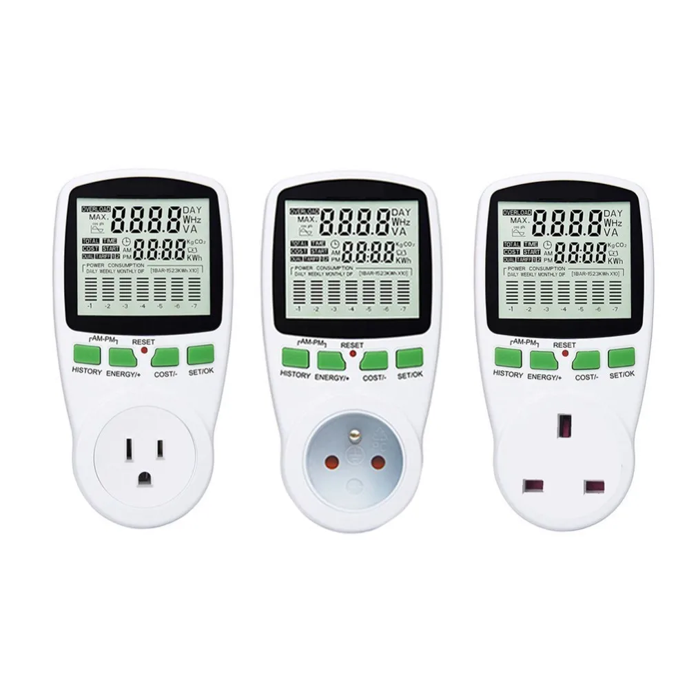 Digital Wattmeter Energy Watt Calculator Monitor Electricity ...