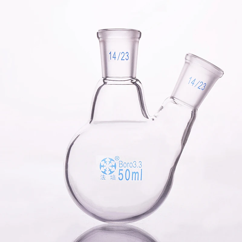 Two-necked flask oblique shape,with two necks standard grinding mouth ...