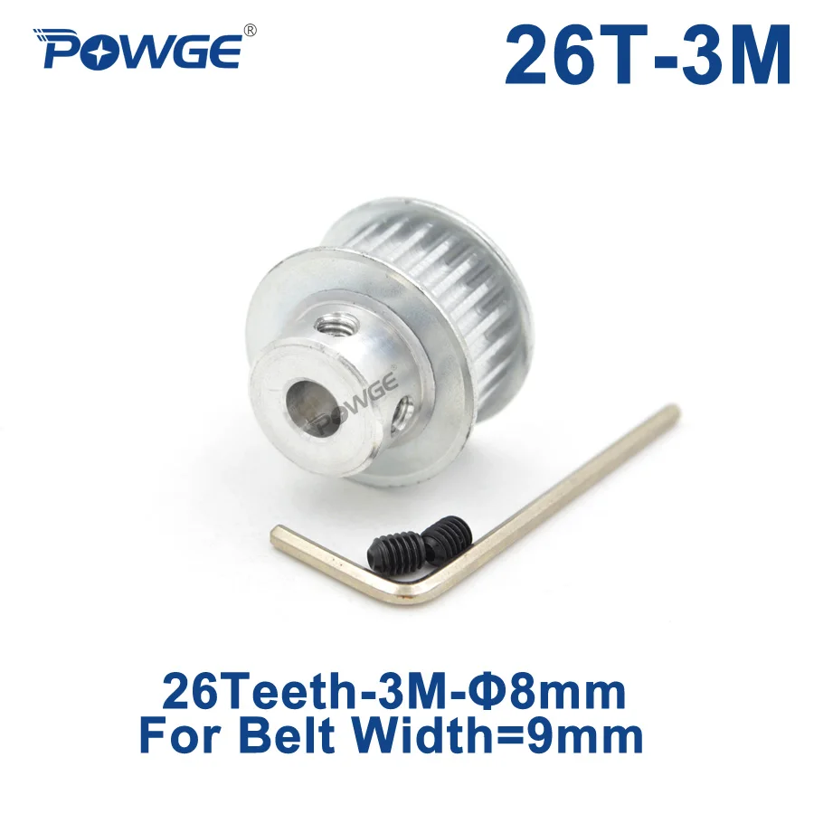 POWGE Arc tooth 26 Teeth HTD 3M Timing Pulley Bore 8mm for Width 9mm 3M ...