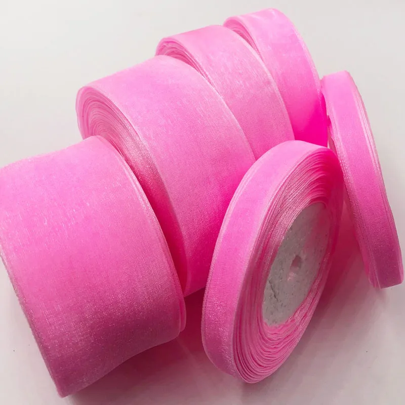 50 Yards Pink Organza Ribbon Wedding Party Decoration Gift Wrapping ...