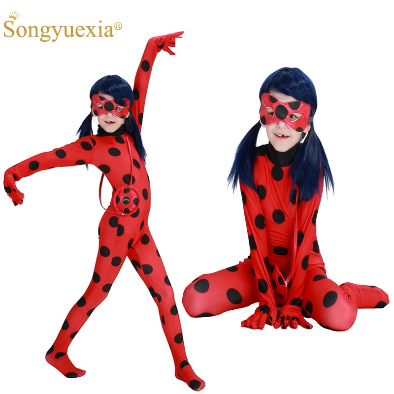 SONGYUEXIA Miraculous Ladybug Suit Costumes Halloween Girls Marinette ...