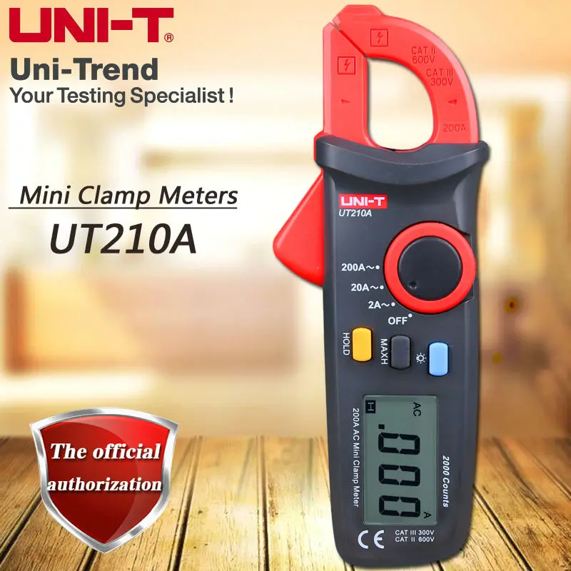 Uni T Ut210a 단일 Ac 200a 미니 클램프 미터 전류계자동 전원 끄기lcd 백라이트디지털 홀드mini