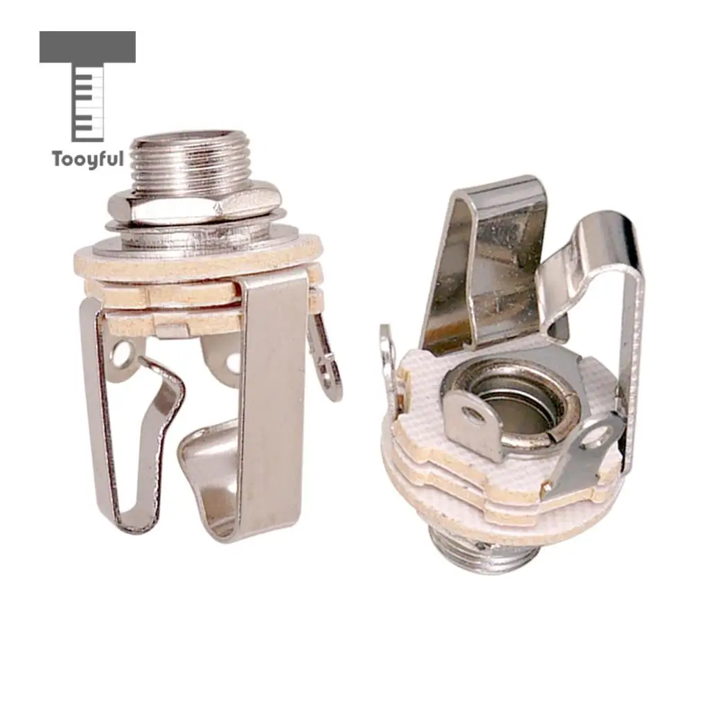 Tooyful 2pcs Brass 1/4' Stereo Output Jack Socket Plate for Guitar Bass ...
