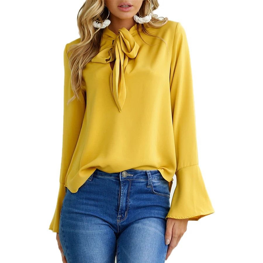 Acampanado manga de encaje arriba camisa de la blusa de Las Mujeres ...