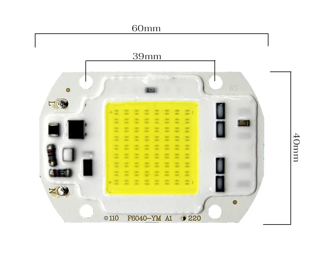 LED bulb Chip 20W 30W 50W Integrated F6040 COB Chips AC110V 220V High ...