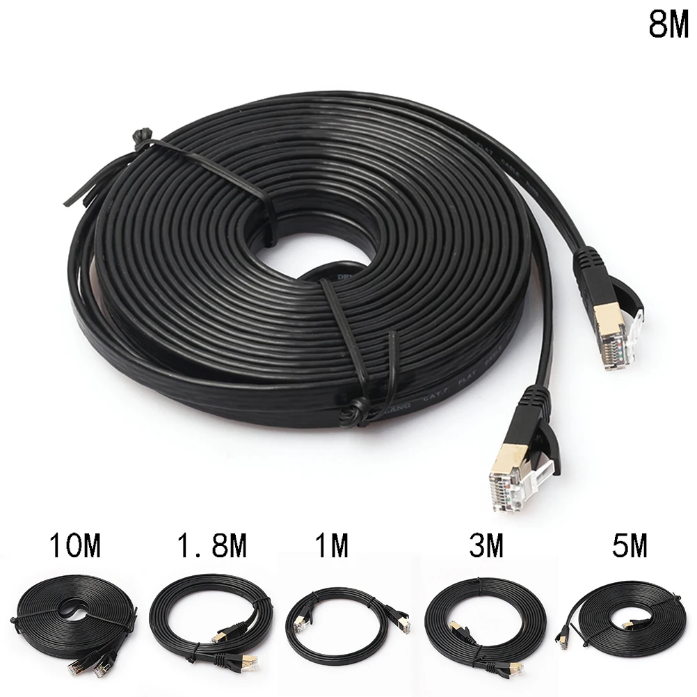 1M 1.8M Ethernet Cables Flat CAT6 UTP Modem Router RJ45 gold Connector ...