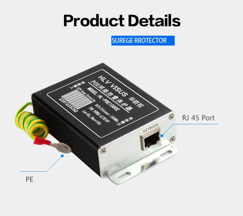 IP Camera Network POE Switch RJ45 & POE Surge Protector,Protection device, Lightning Arrester ...