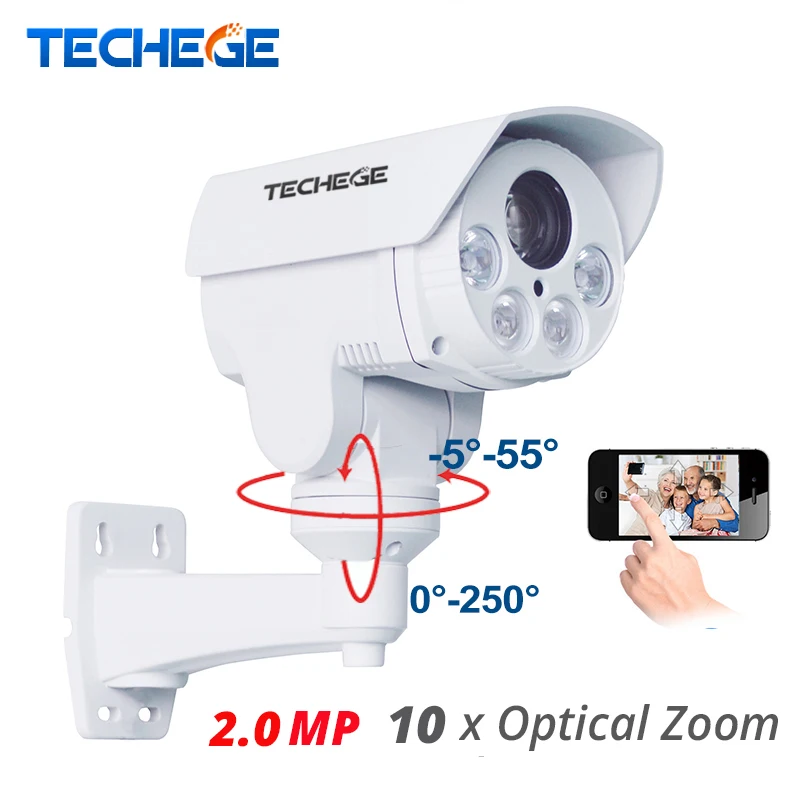 Techege 10xOptical 2,8 12 12mm Zoom Auto Full HD 1080P 2.0MP cámara IP ...