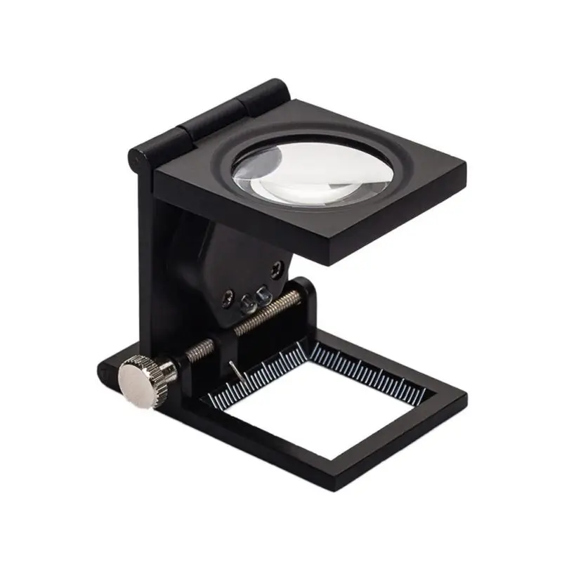 Foldable Textile Special Pocket Magnifier Zinc Alloy Black Three Fold 