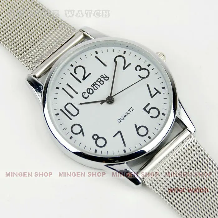 MINGEN Simple Easy Read Men ladies Gift Woven Metal Alloy Band Casual ...