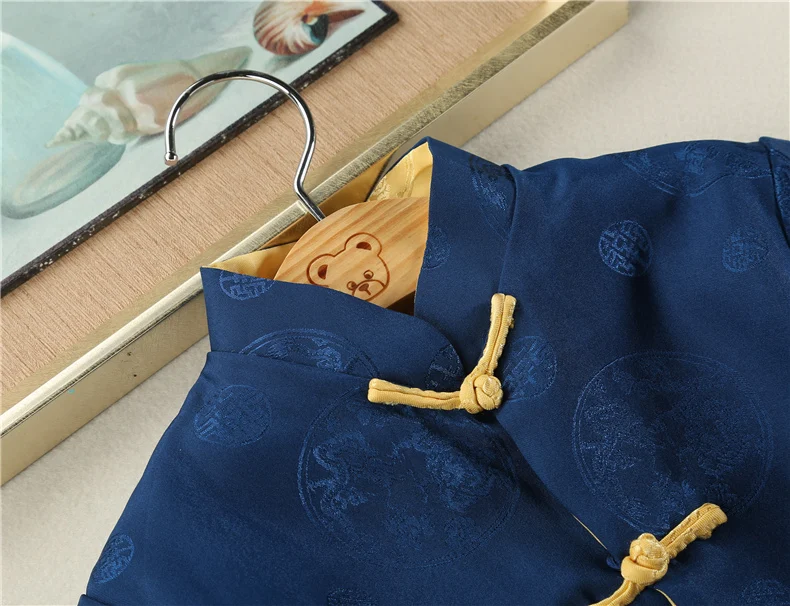 Kids Chinese Tradition Cloth Set Autumn Satin Embroidery Dragon Red ...