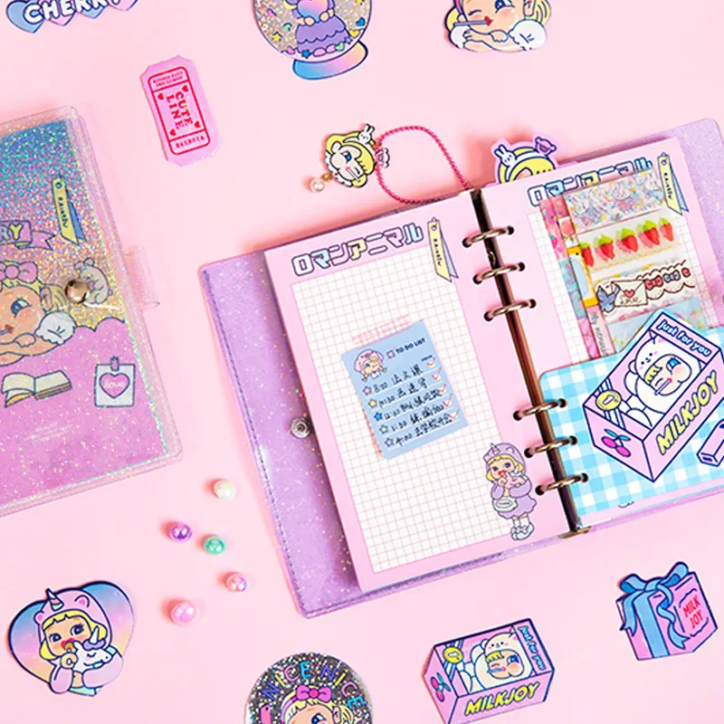 Cute Cartoon Girl Theme Happy Shining Diary Cute Spiral Notebook 100 ...