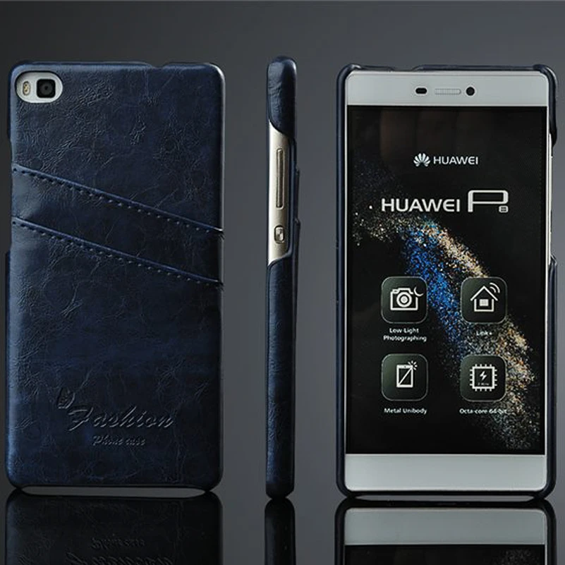 For Huawei P8 Case Luxury Wallet PU Leather Oil Wax Texture Back Cover ...