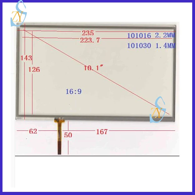 ZhiYuSun 10.1 Inch 4 lines Touch Screen 235mm*143mm for 10.1display ...
