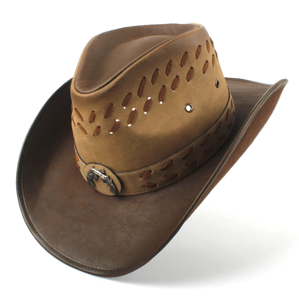100 Leather Men Western Cowboy Hat For Dad Gentleman Sombrero Hombre